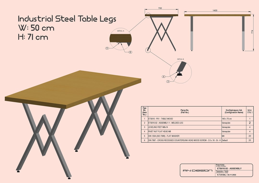 Metal Table Legs for DIY 3D Table Assembly With All Parts and - Etsy