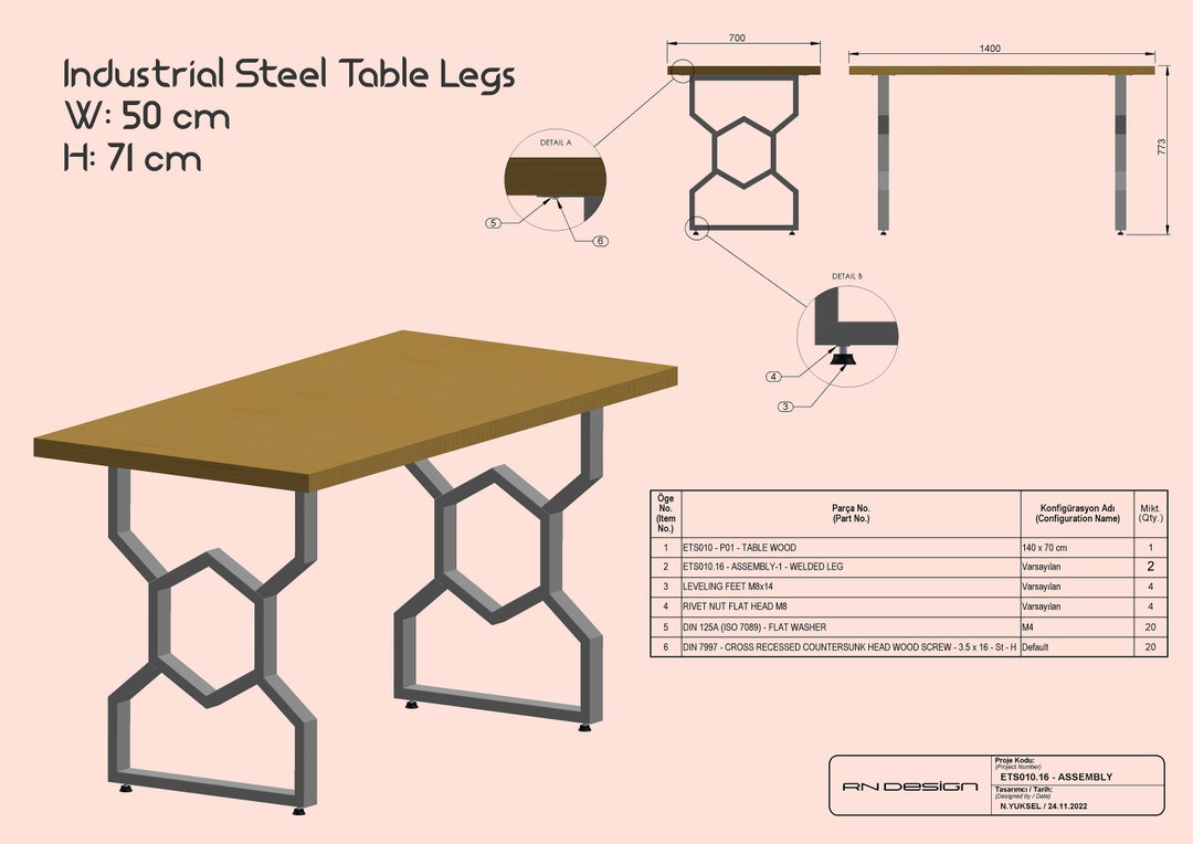Metal Table Legs for DIY 3D Table Assembly With All Parts and - Etsy UK