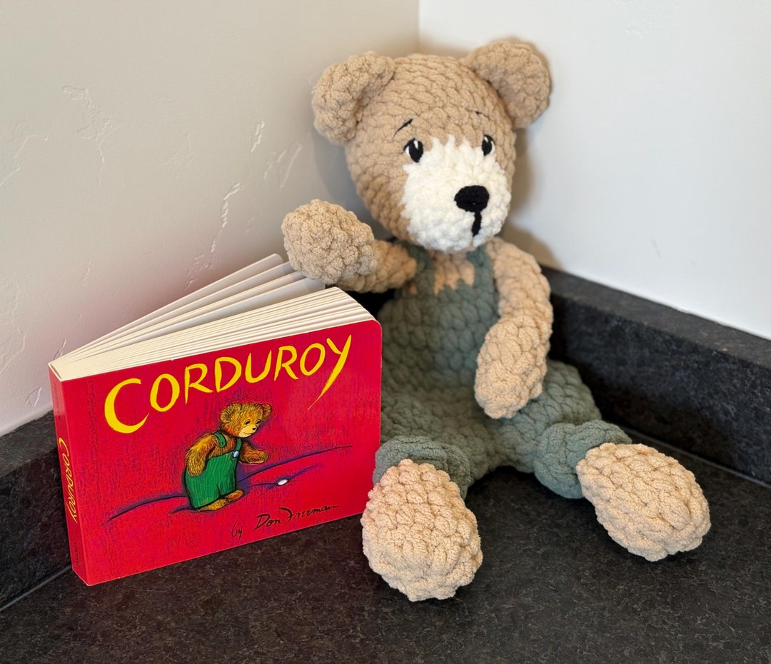 Made to Order Crocheted Corduroy Bear Snuggler: Soft Teddy Lovey/book ...