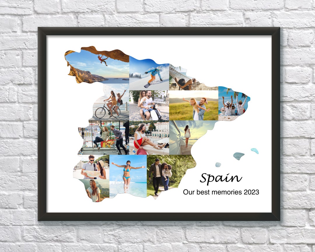 Personalized Map of Spain Photo Collage, Travel Photo Collage ...