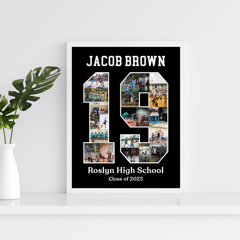Personalized Sport Number Photo Collage: Senior Night Gift (digital or ...