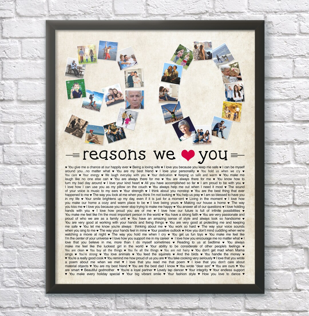 90 Reasons We Love You Printable Photo Collage, 90th Birthday ...