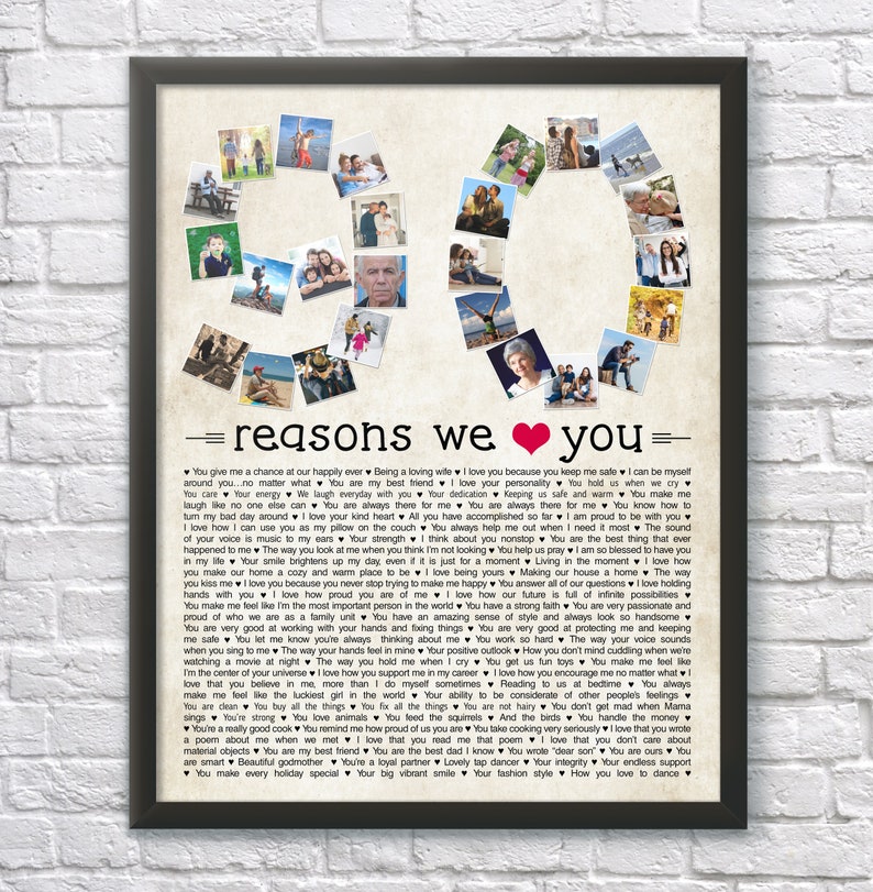 90 Reasons We Love You Printable Photo Collage 90th Birthday - Etsy