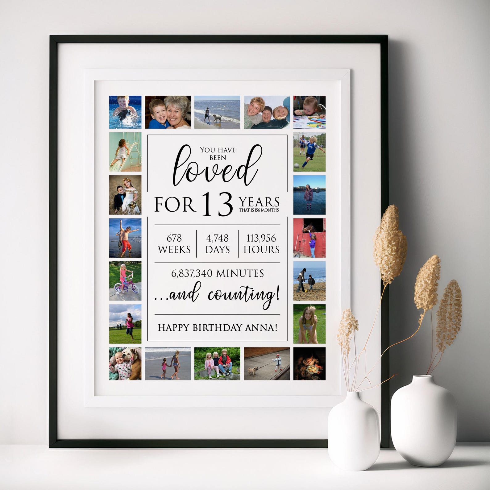 13th Birthday Photo Collage Sign: Personalized Keepsake Gift - Etsy