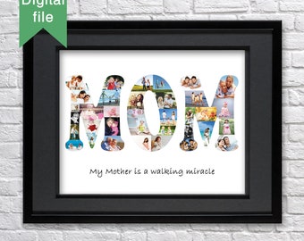 Personalised Mum Photo Collage, Mum Print, Wall Art Framed, Print for ...