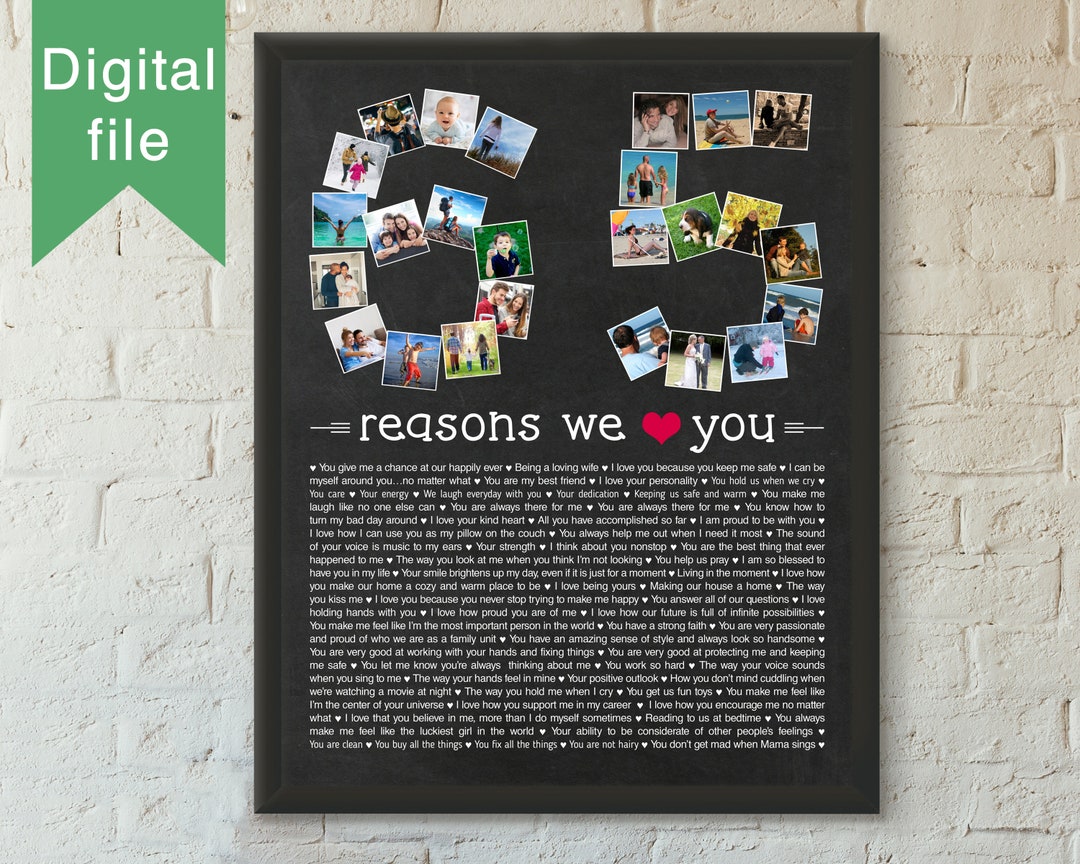 65 Reasons We Love You Photo Collage 65th Birthday - Etsy