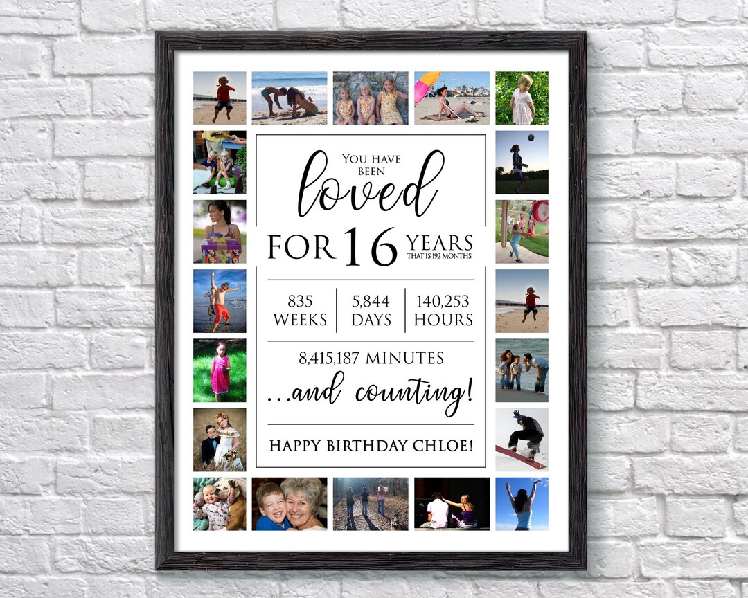 You Have Been Loved for 16 Years, 16th Birthday Photo Collage, 16th ...