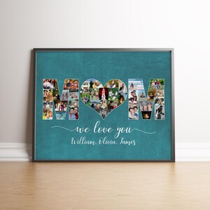 Personalized MOM Photo Collage With Heart, Mother's Day Gift - Etsy