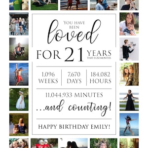 You Have Been Loved for 21 Years, 21st Birthday Photo Collage, 21st ...