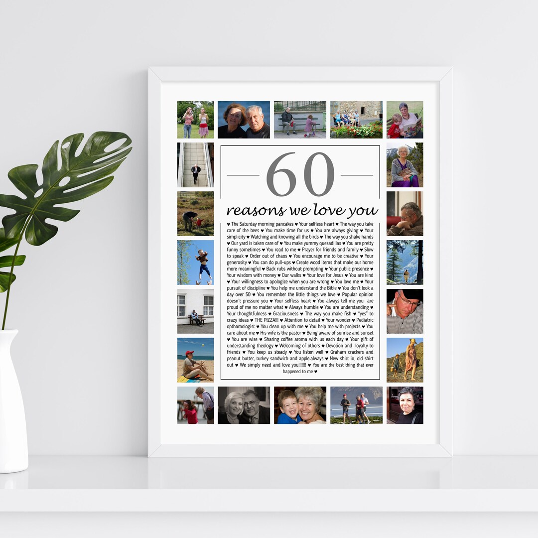 60 Reasons Why We Love You Photo Collage, Personalized 60 Things We ...