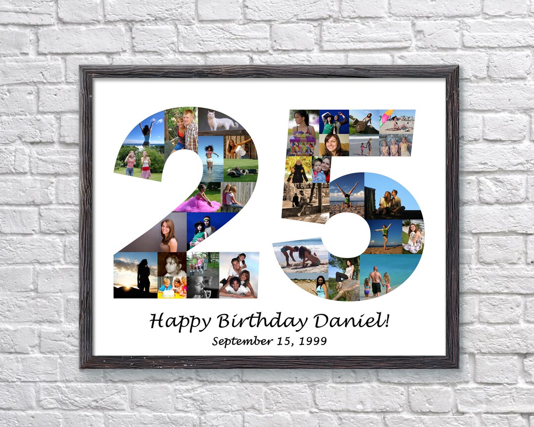 Custom 25th Birthday Photo Collage, 25th Anniversary Gifts for Couples ...