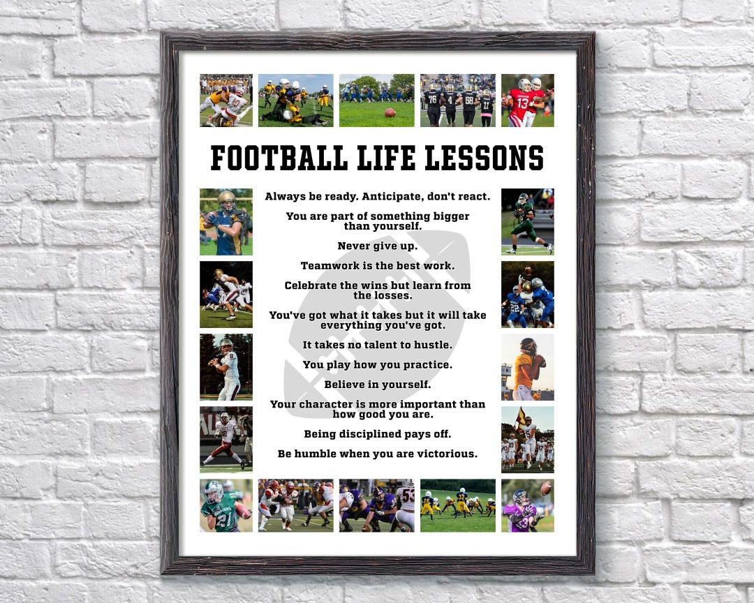 Football Life Lessons Personalized Photo Collage, Football Poster Print ...