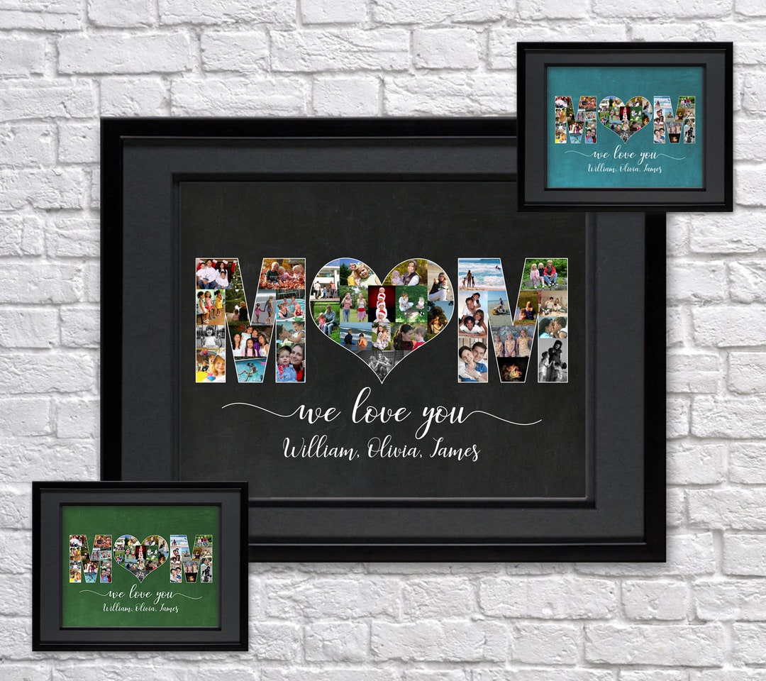Personalized MOM Photo Collage With Heart, Mother's Day Gift - Etsy