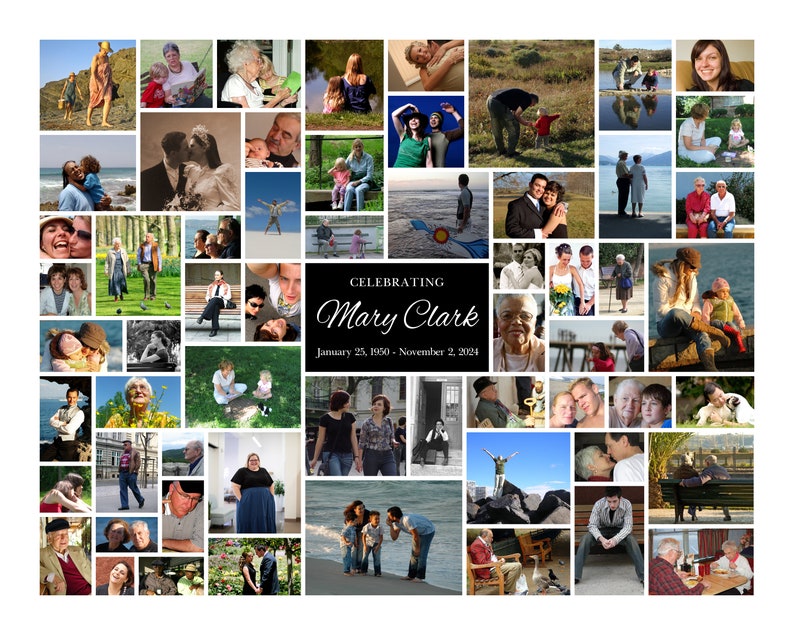 Personalized Funeral Photo Collage: Celebration of Life Memorial Poster ...