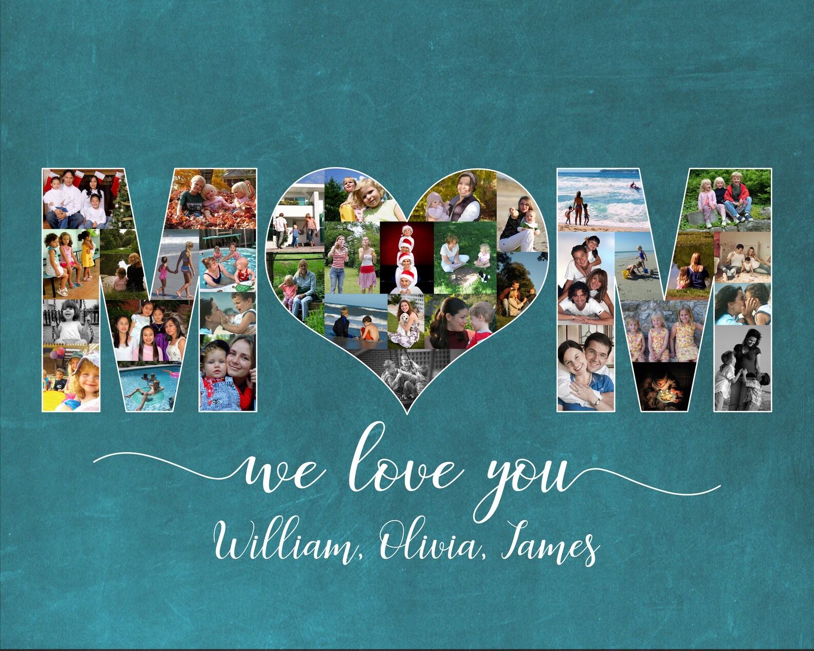 Personalized MOM Photo Collage With Heart, Mother's Day Gift - Etsy