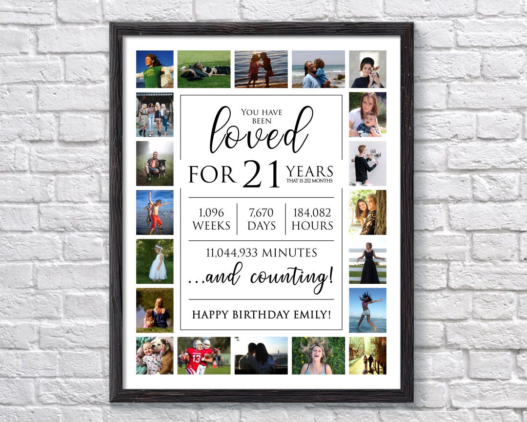 You Have Been Loved for 21 Years, 21st Birthday Photo Collage, 21st ...