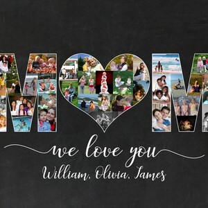Personalized MOM Photo Collage With Heart, Mother's Day Gift - Etsy