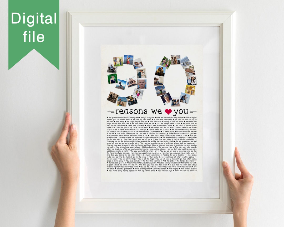 90 Reasons We Love You Printable Photo Collage, 90th Birthday ...