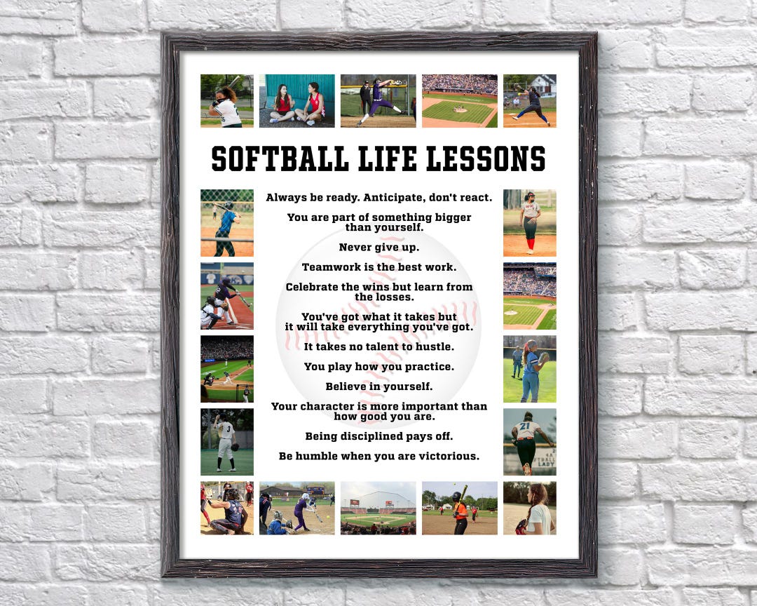 Softball Life Lessons Personalized Photo Collage, Softball Poster Print ...