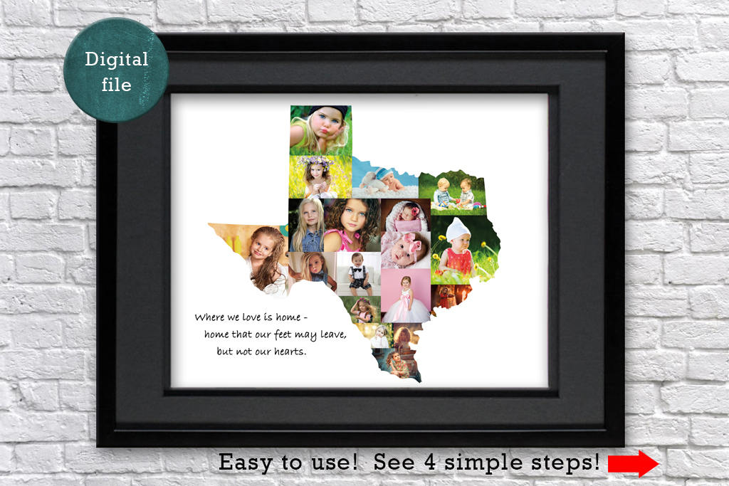 Texas gifts photo collage Texas forever State wall art USA map | Etsy