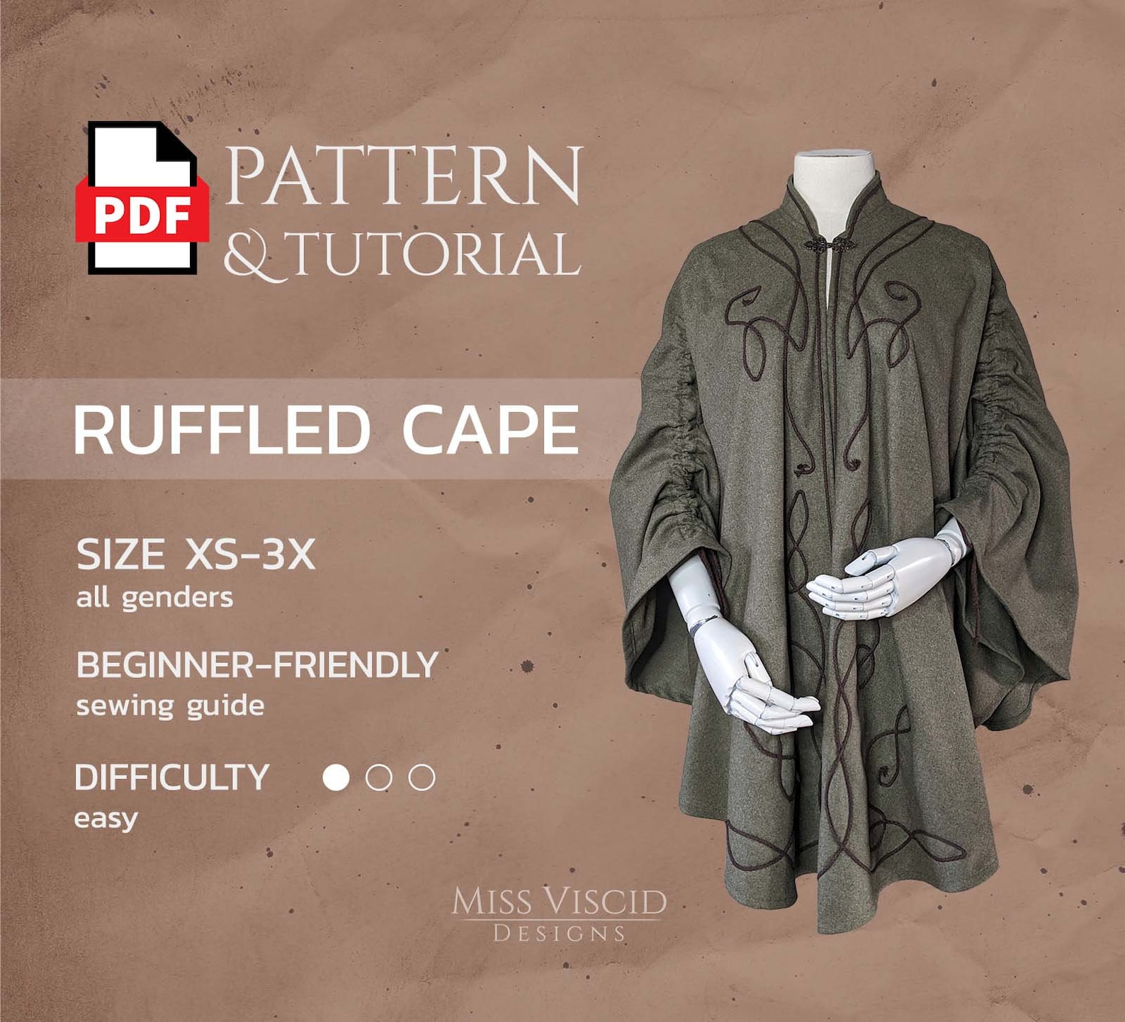 Fantasy Cape for Elven Costume Dress - Digital PDF Pattern With Sewing ...