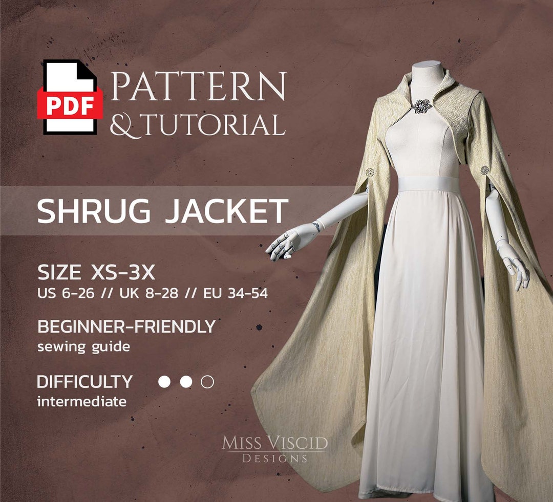 Jacket for Elven Dress in Size S-3X as Digital Instant Download in DIN ...
