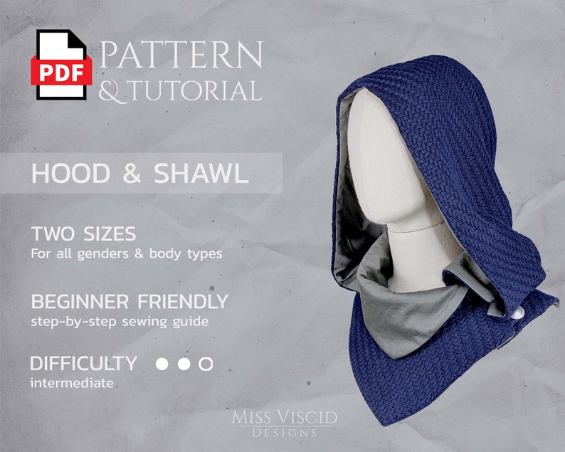 Hooded Cowl With Lining Digital PDF Pattern and Sewing Guide - Etsy