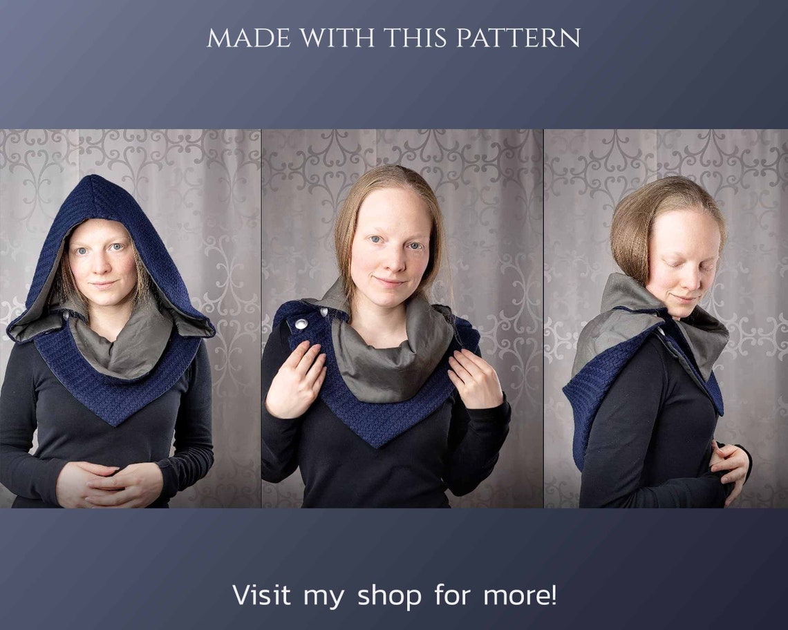 Hooded Cowl With Lining Digital PDF Pattern and Sewing Guide | Etsy