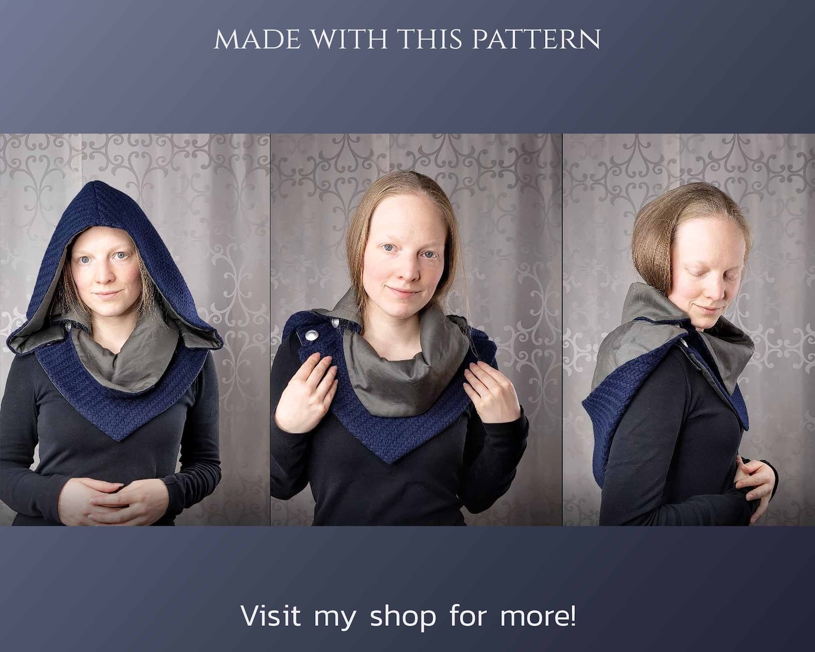 Hooded Cowl With Lining Digital PDF Pattern and Sewing Guide | Etsy