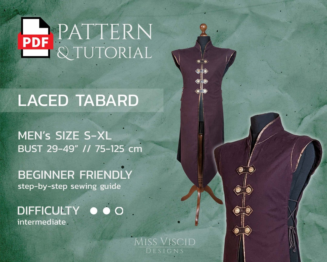 Men's Fantasy Tabard Vest With Lacing PDF Pattern for - Etsy