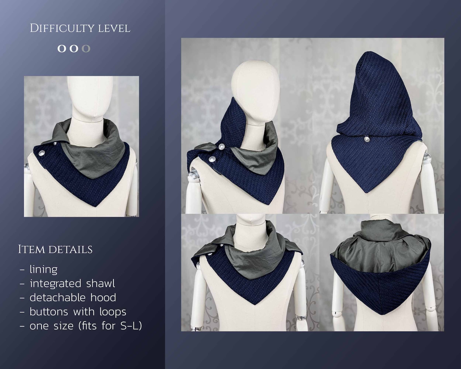 Hooded Cowl With Lining Digital PDF Pattern and Sewing Guide | Etsy