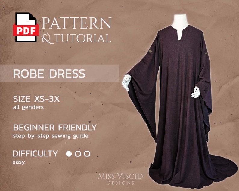 Robe Dress Pattern for Men and Woman as PDF File in DIN A4 - Etsy UK