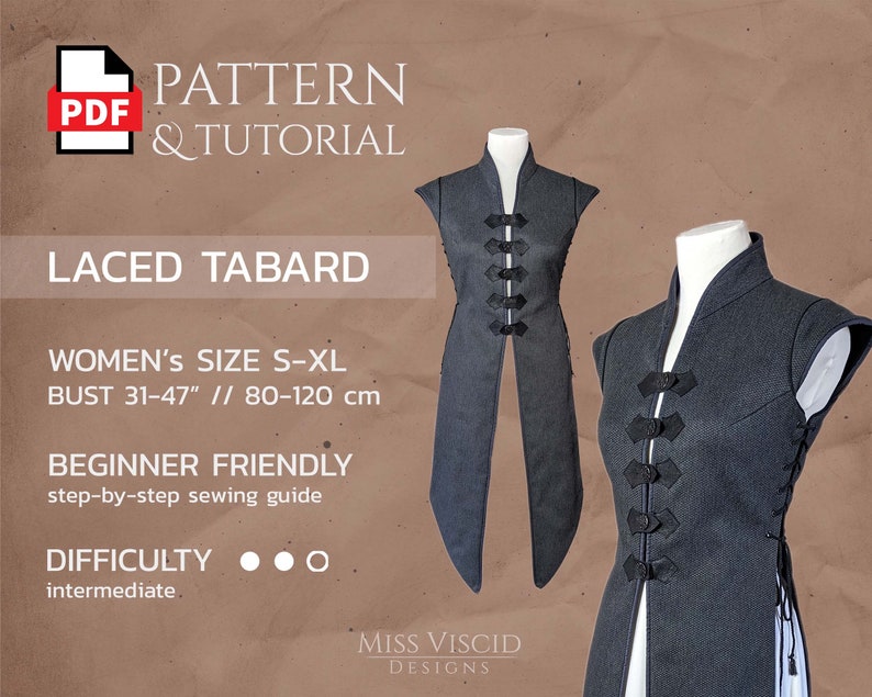 Female Fantasy Tabard Vest With Lacing PDF Pattern for - Etsy Australia