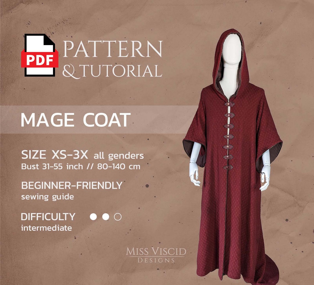 Mage Coat Pattern PDF File With Sewing Guide - Digital Download A4 ...