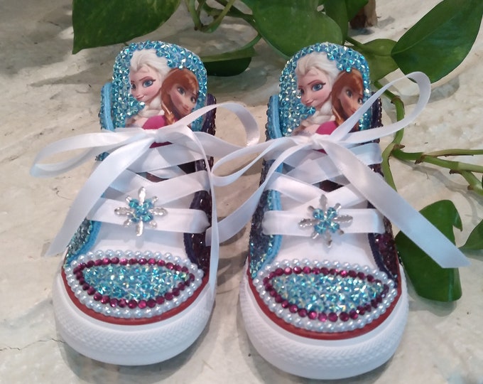 Custom Frozen Converse, Elsa Converse, Elsa and Anna Bling Converse ...