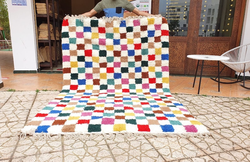 Checkered Moroccan Rug Multicolor Hand Woven Genuine Moroccan - Etsy