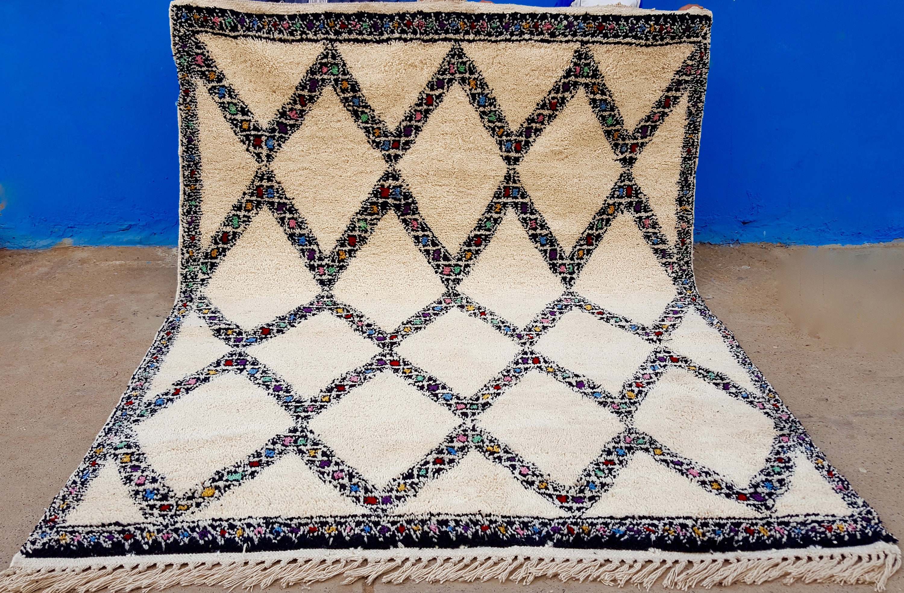 Color Moroccan rug Beni Ourain rug handmade 100% wool rug | Etsy