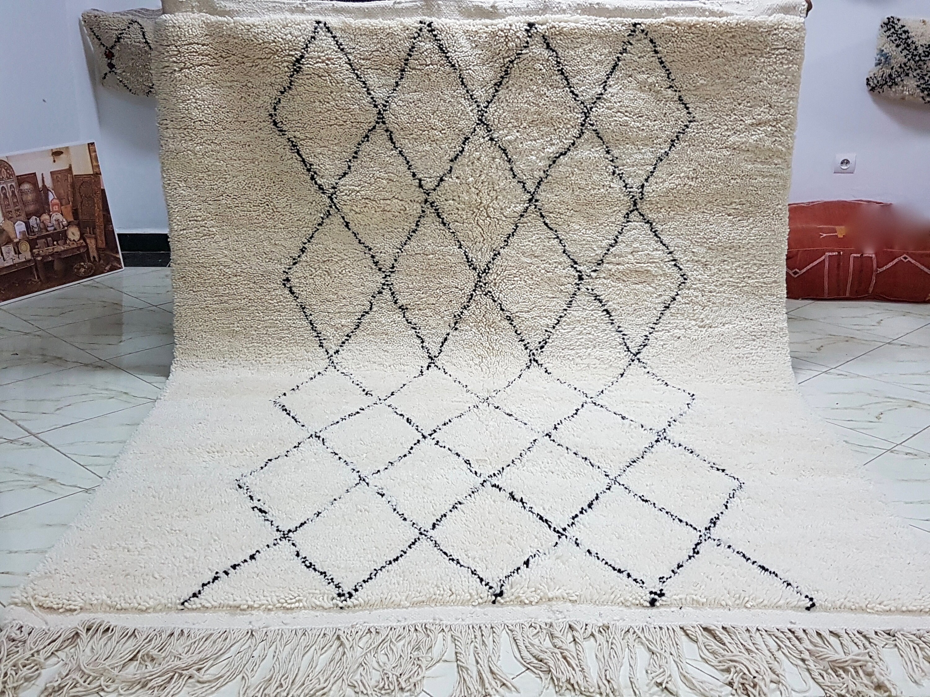 Authentic Moroccan rug Beni Ourain rug handmade 100% wool rug | Etsy