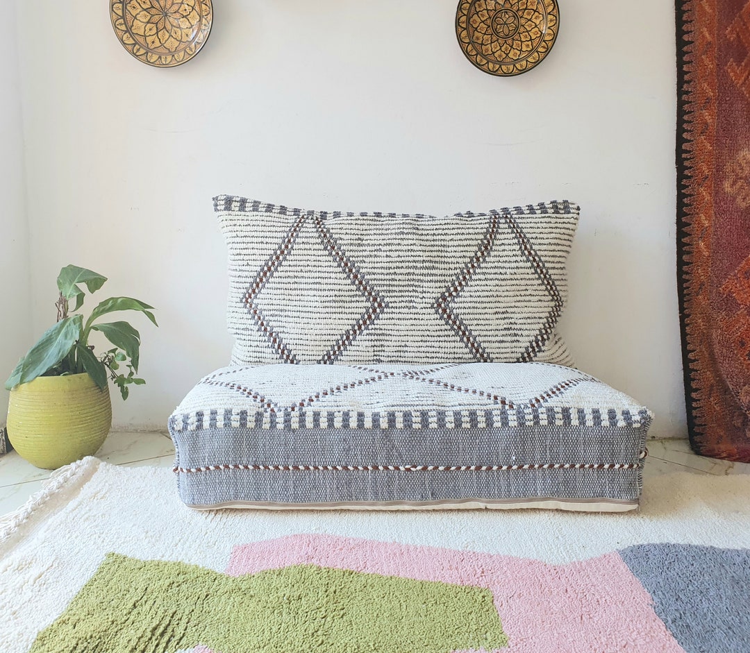 Gray Moroccan Floor Couch , Moroccan Floor Pouf , Set of Floor Sofa ...