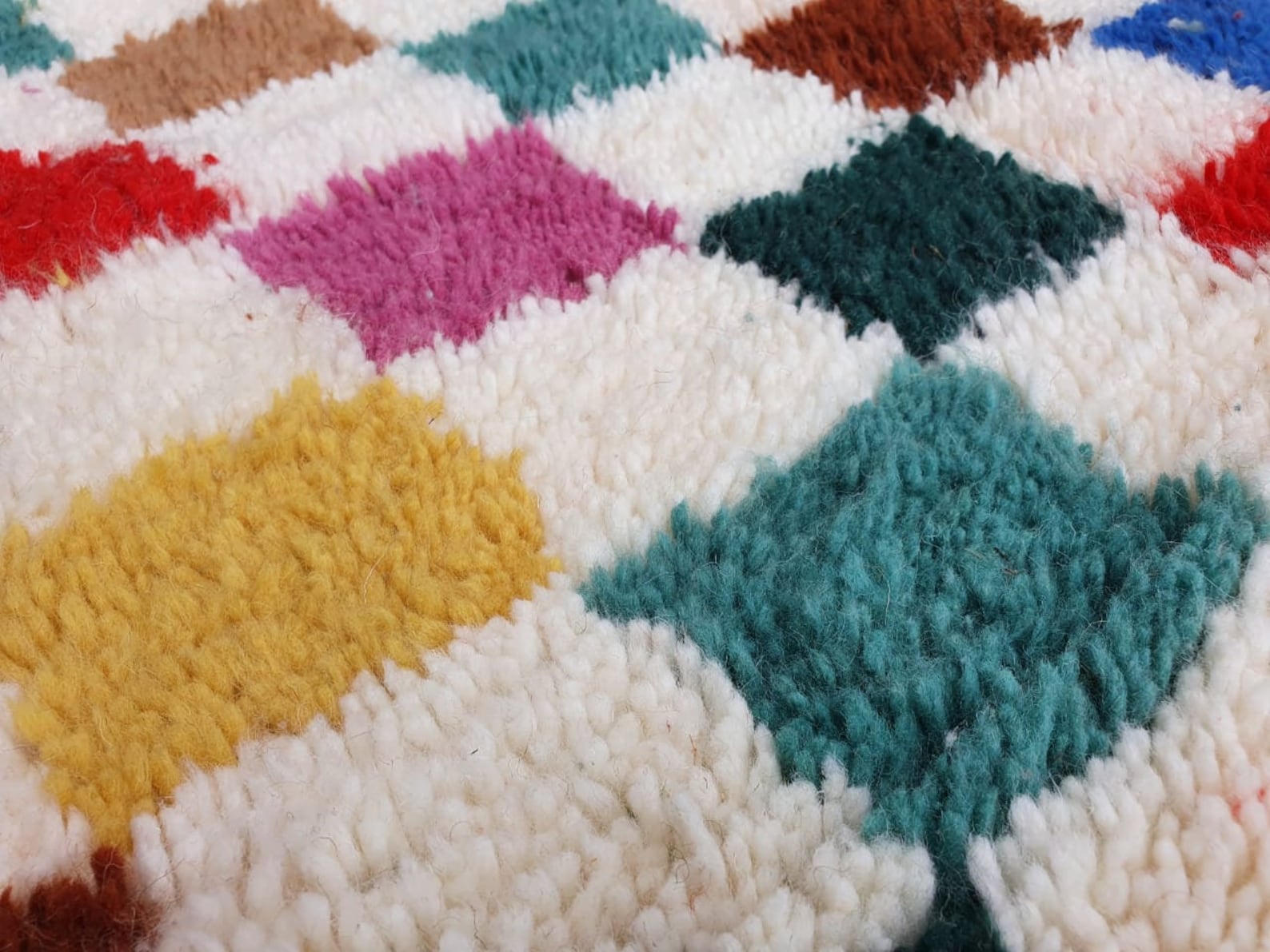 Checkered Moroccan Rug Multicolor Hand Woven Genuine Moroccan Checkered ...