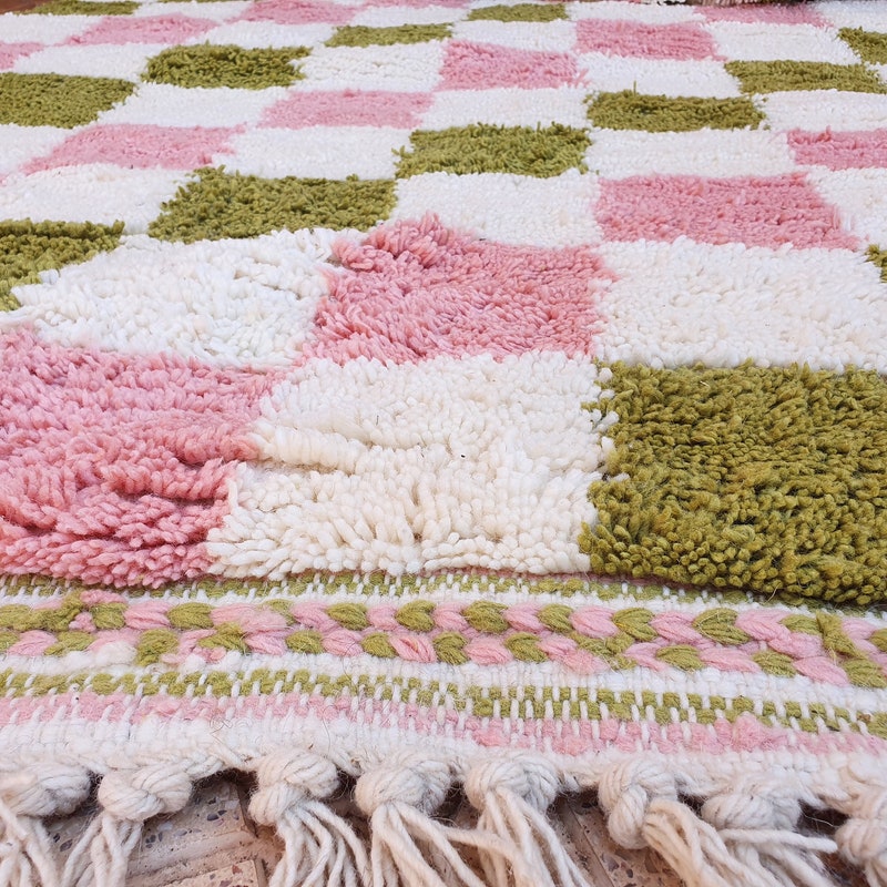Pink and Green Rug - Etsy