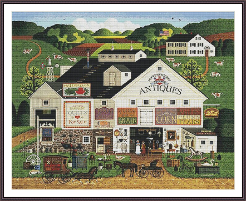 Farm Cross Stitch Pattern Cottage Cross Stitch PDF Chart | Etsy