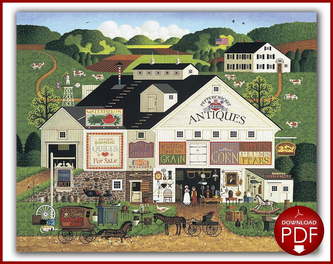 Farm Cross Stitch Pattern Cottage Cross Stitch PDF Chart | Etsy