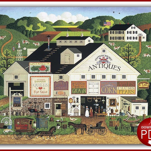 Farm Scenic Cross Stitch Pattern PDF Village Cross Stitch - Etsy