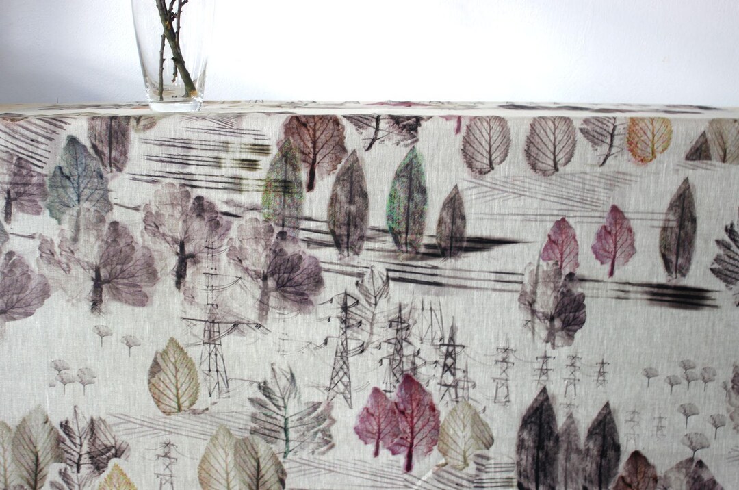 Natural Linen - Landscape, Pure Linen, Pattern Fabric, French Vintage ...