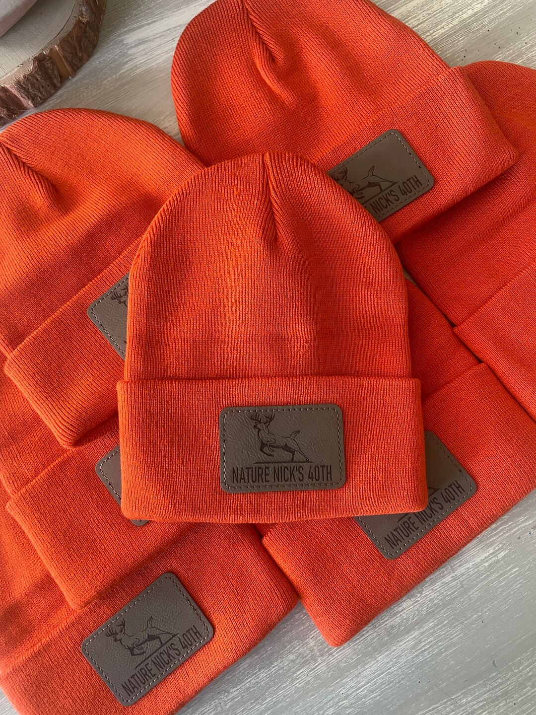 Hunting Stocking Cap Leather Patch Beanie Cap Deer Hunter Stocking Cap ...