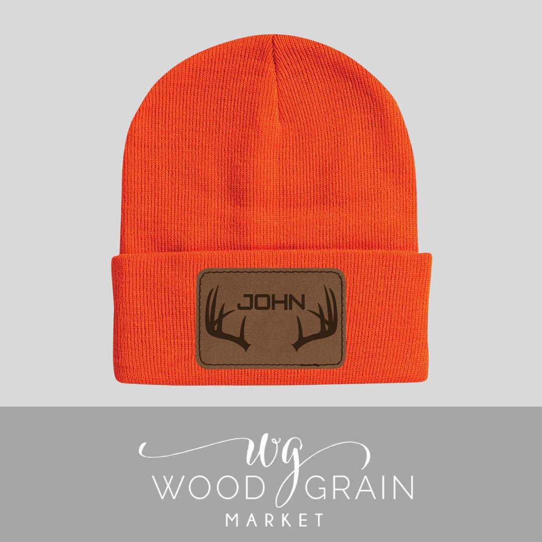 Deer Hunting Personalized Stocking Cap Leather Patch Beanie Cap Deer ...