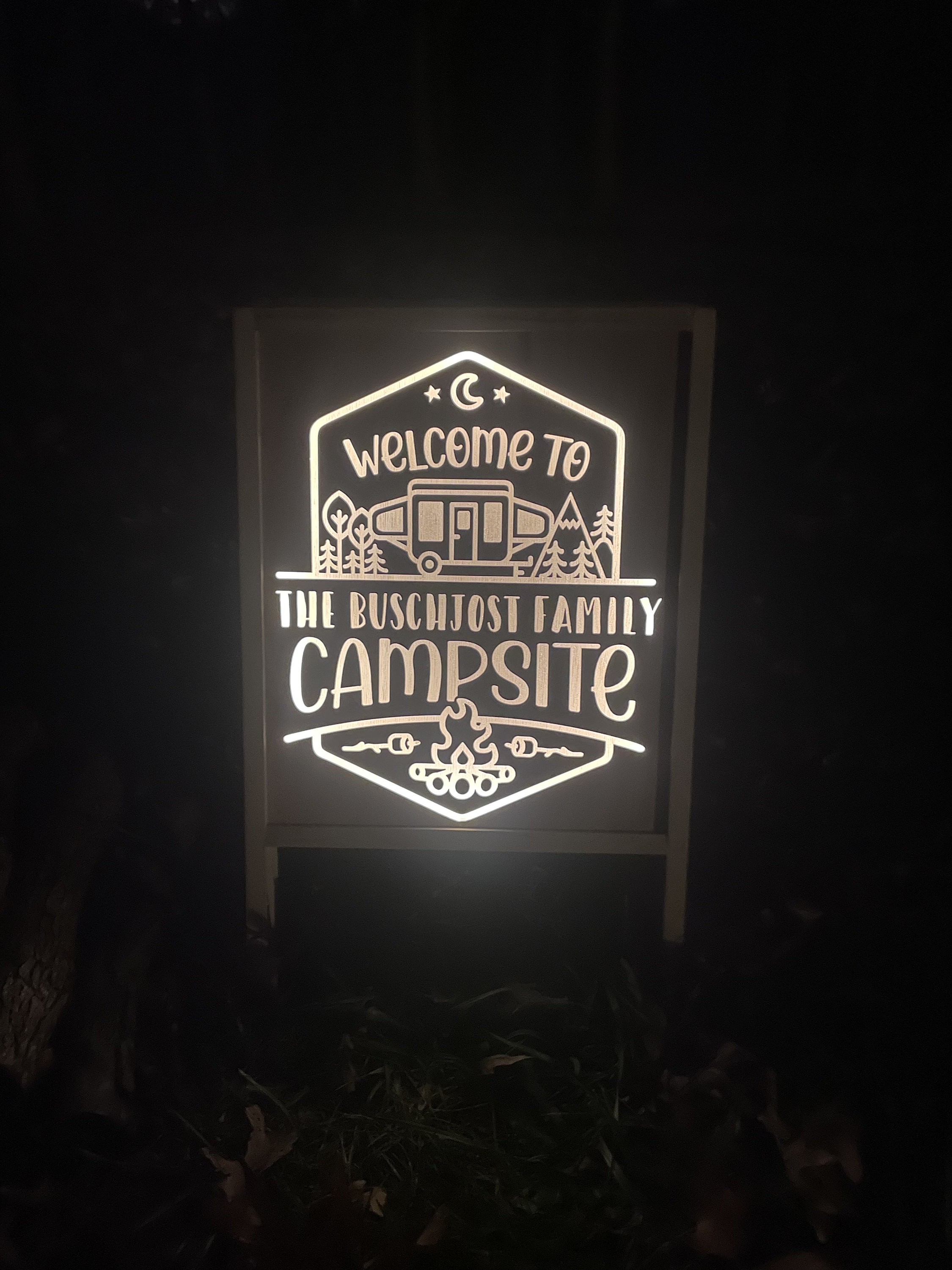 Personalized LED Family Campsite Sign Lighted Wooden Camping - Etsy