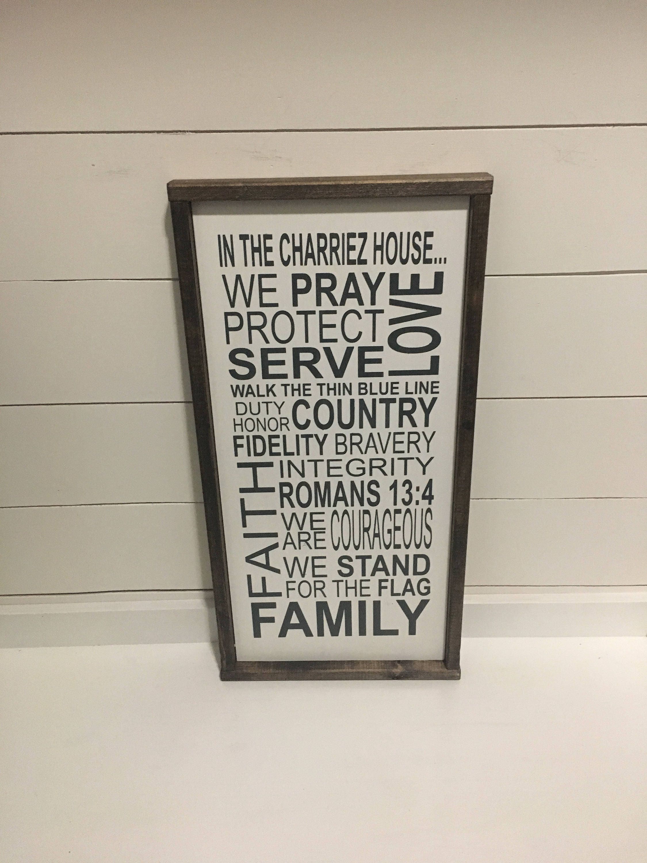 Personalized Handpainted Farmhouse Style Law Enforcement Sign, Military ...