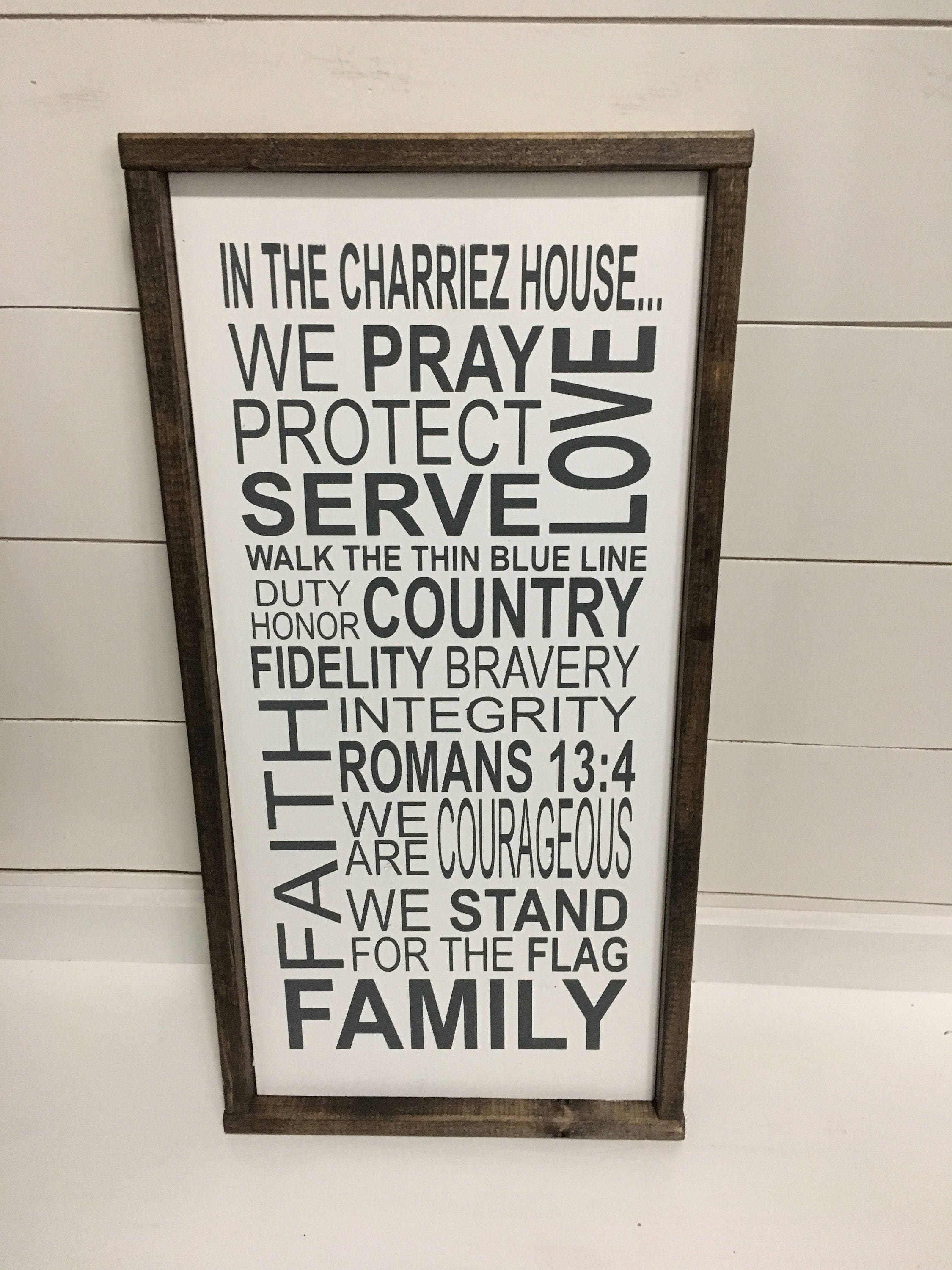 Personalized Handpainted Farmhouse Style Law Enforcement Sign, Military ...